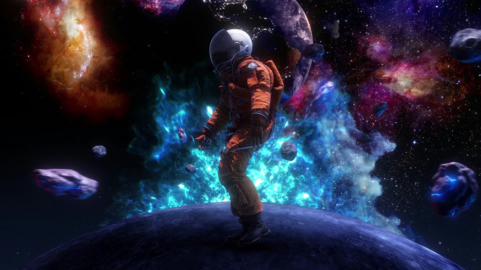 Astronaut Sci Fi Space Walk Towards • Motion Graphics Template • Uppbeat