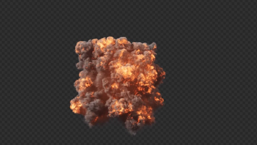 Blockbuster Fire Explosion Side View on Alpha • Free Motion Graphics ...