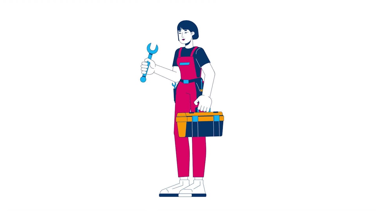 Handywoman Holding Tools Cartoon Animation • Motion Graphics Template ...