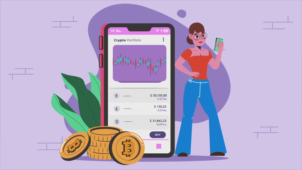 Girl Using A Smartphone For Cryptocurrency Trading • Motion Graphics ...