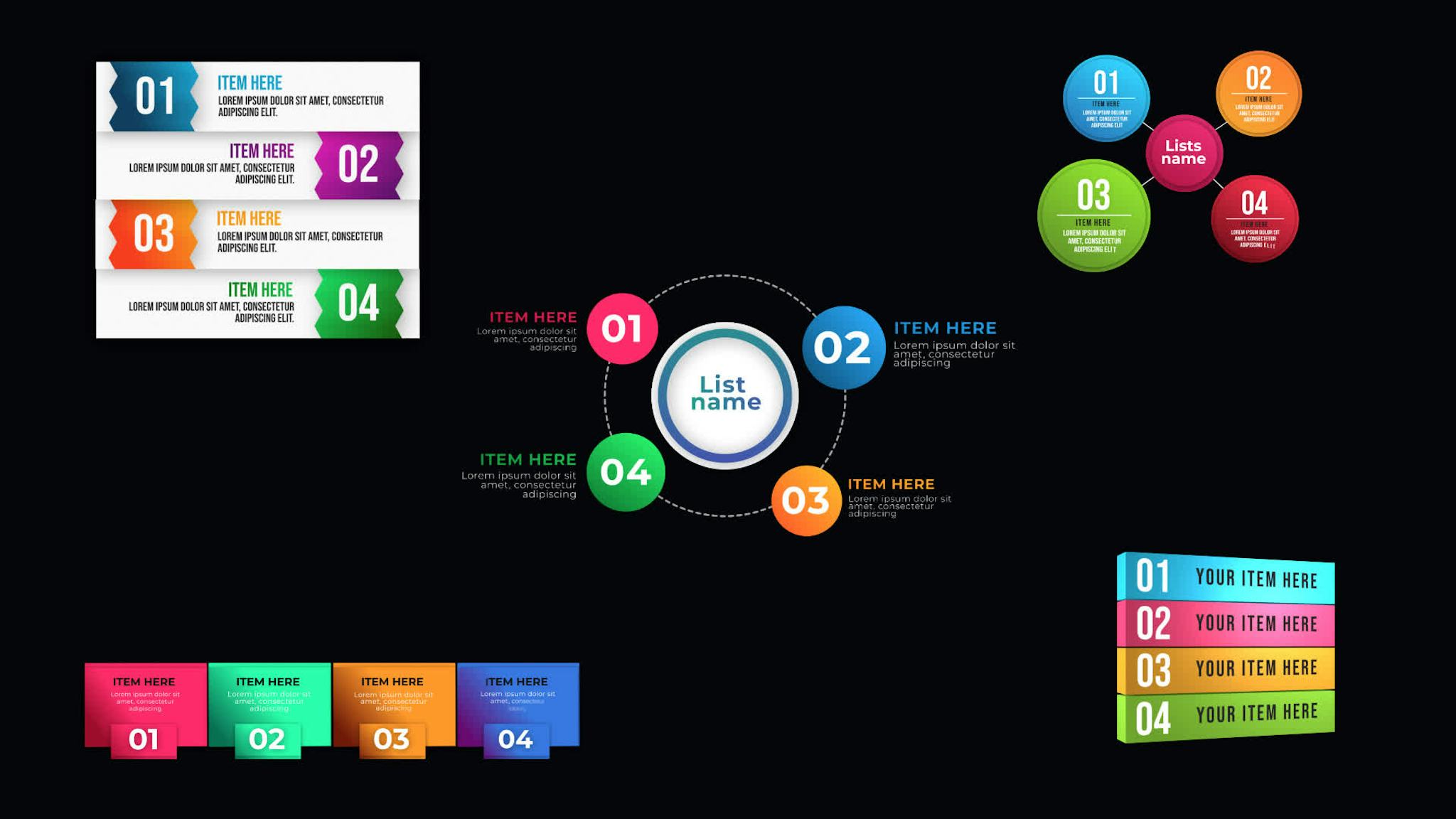 Infographic List Elements • Free After Effects Template • Uppbeat