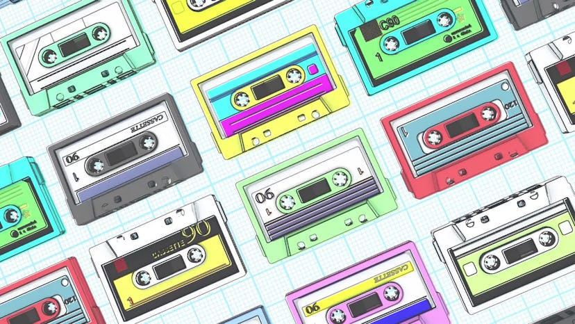 Red Retro Cassette Tapes Outlines • Motion Graphics Template • Uppbeat