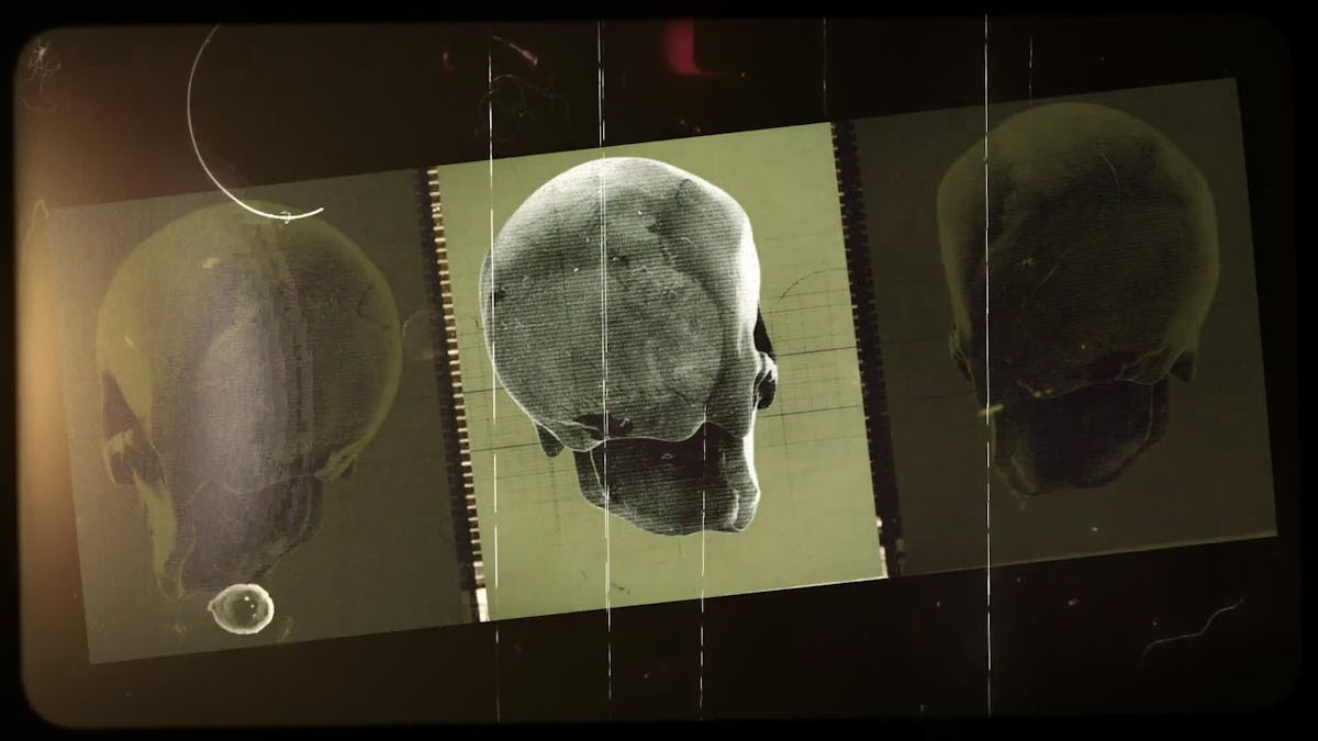 Old Film Skull Archive Blue • Motion Graphics Template • Uppbeat