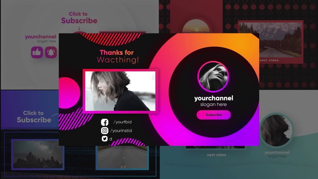 Geometric YouTube End Screens • Premiere Pro Template • Uppbeat