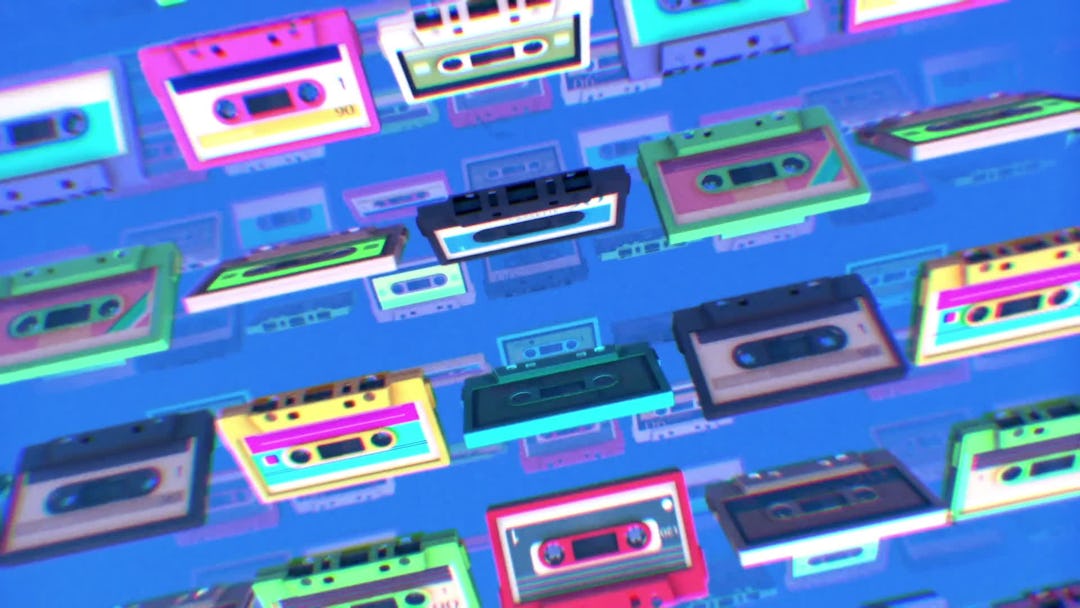 Rising Retro Cassette Tapes • Motion Graphics Template • Uppbeat