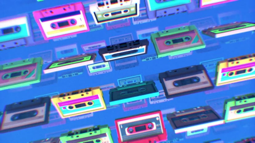 Green Retro Cassette Tapes Outlines • Motion Graphics Template • Uppbeat